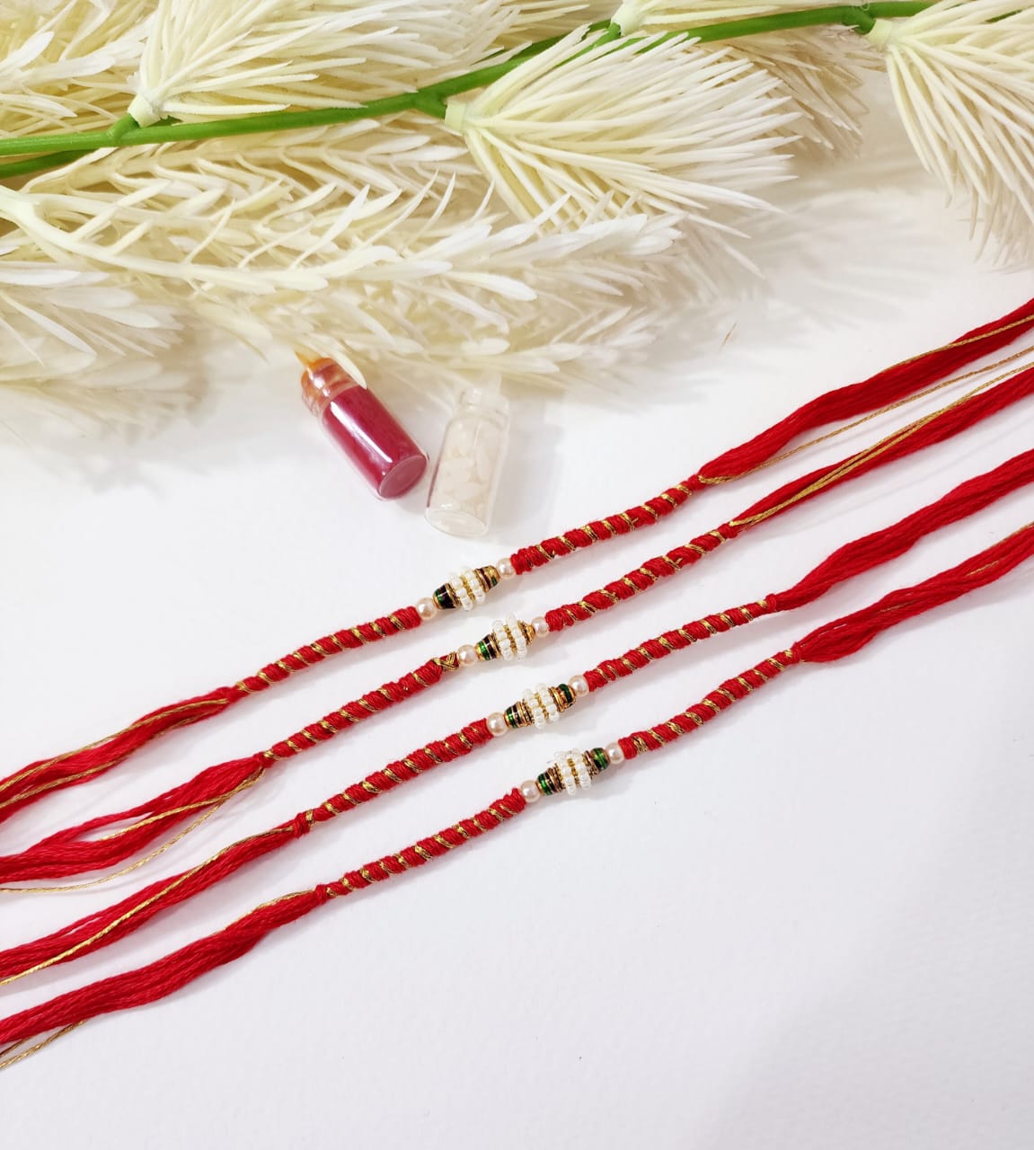 HOK Traditional Red Bead Rakhi – House Of Kids